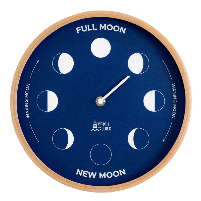 Horloge Lunaire bleue - Cadran bois naturel – Enjoy the Clock